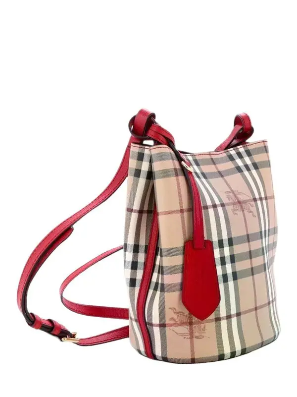 Burberry Haymarket Coated Canvas Small Bucket Bag - Brown