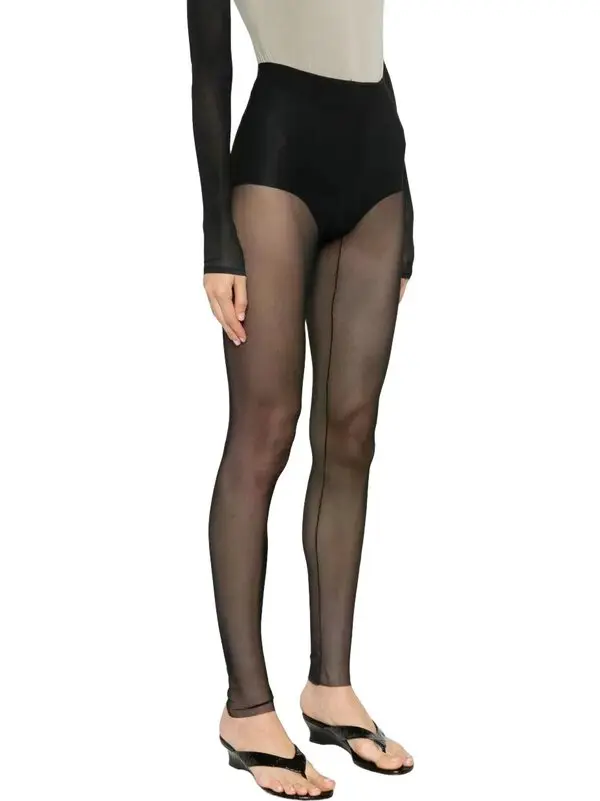 Patrizia Pepe Sheer Tulle Leggings - Black