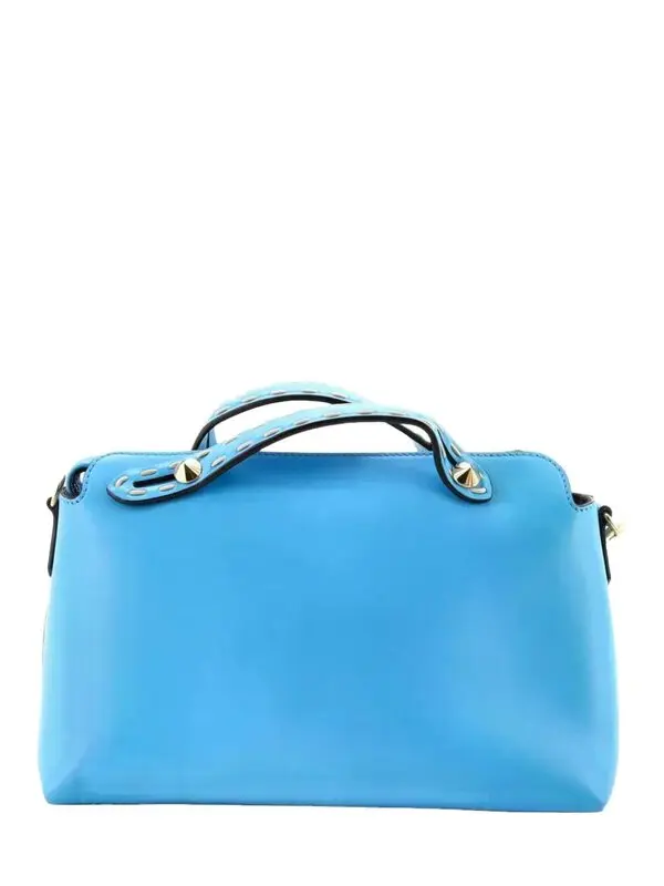 Fendi Logo Stitched Leather Medium Satchel - Blue