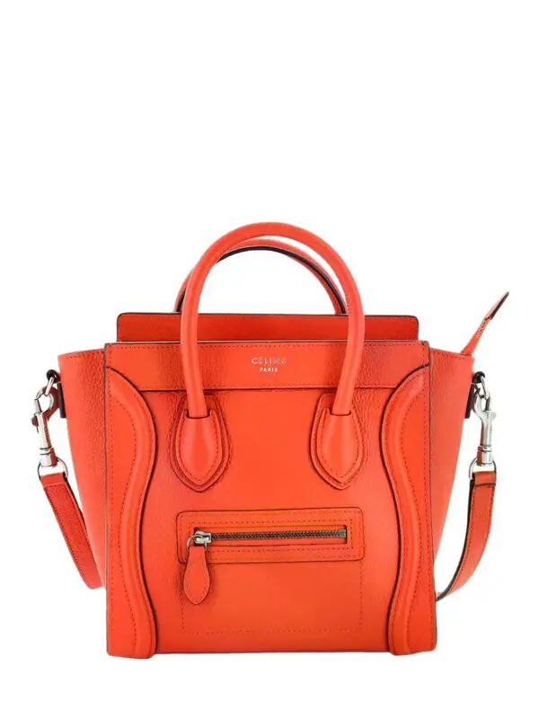 Celine Luggage Bag Grainy Leather Nano Crossbody Bag - Red