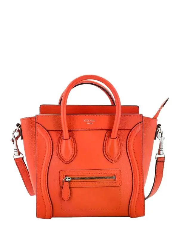 Celine Luggage Bag Grainy Leather Nano Crossbody Bag - Red