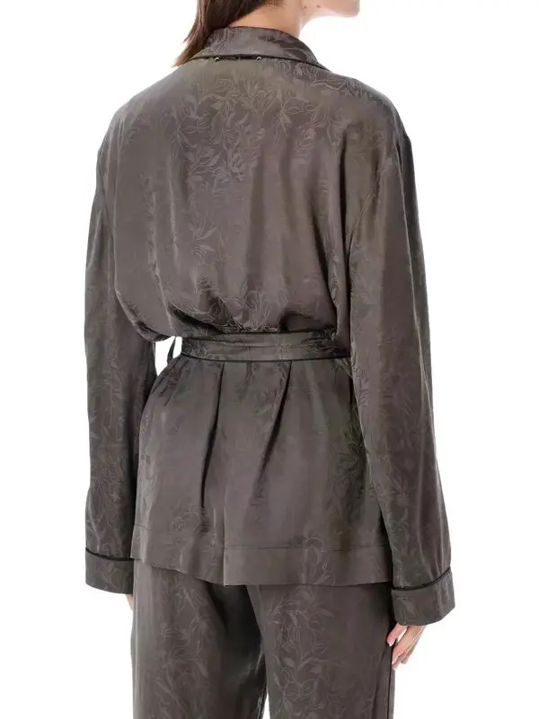 GOLDEN GOOSE Floral-jacquard Belted Jacket - Grey