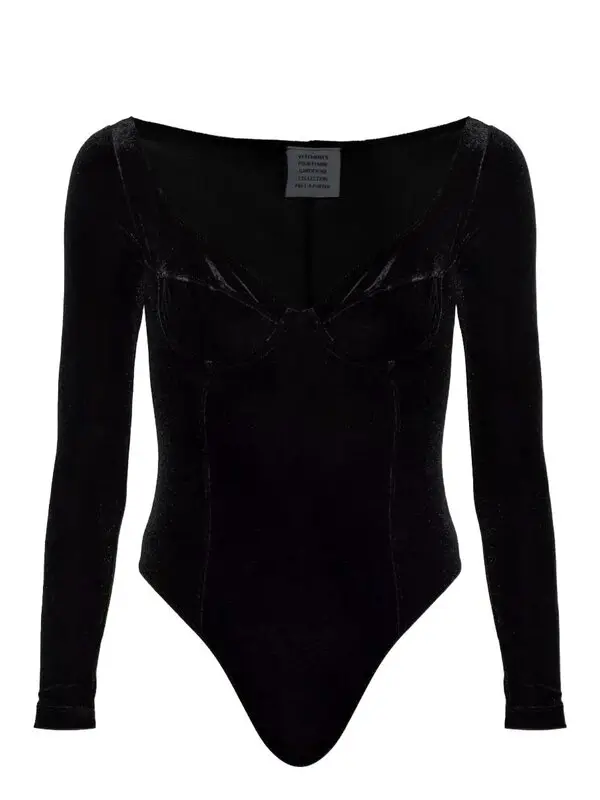 Vetements Velvet Long-sleeve Bodysuit - Black