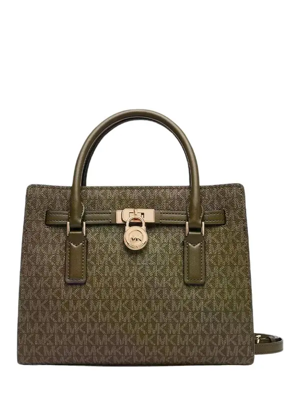 Michael Kors Logo-print Padlock Detail Tote Bag - Green