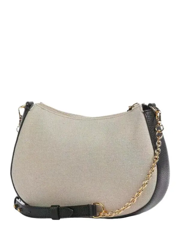 COCCINELLE Grained-leather Canvas Shoulder Bag - Neutrals