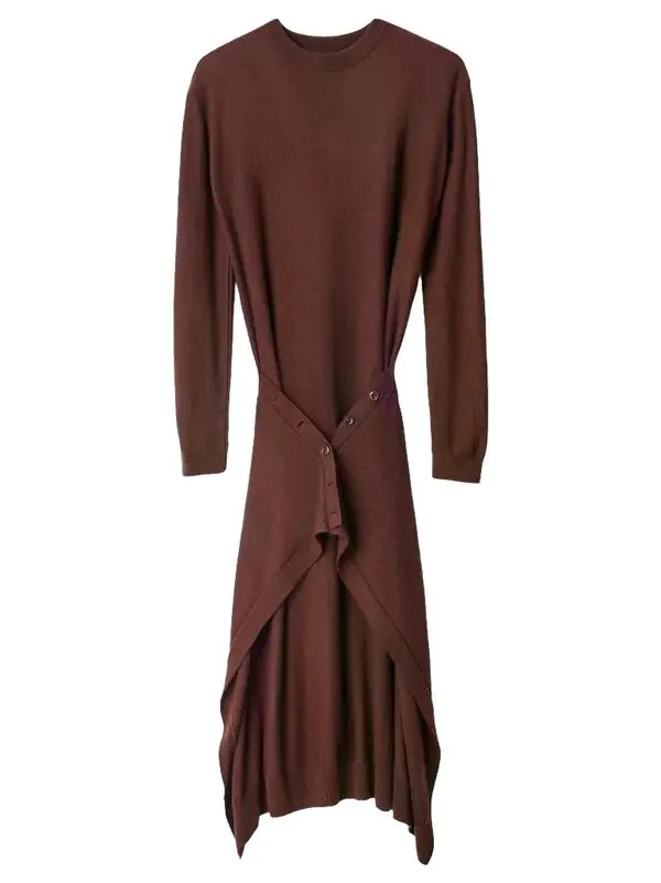 LEMAIRE Buttoned Dress In Merino Wool Blend - Brown