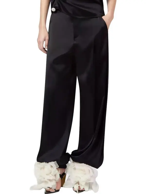 Giuseppe Di Morabito Satin Floral-detail Trousers - Black