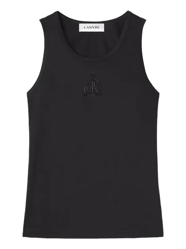 LANVIN Sleeveless Bead-embellished Tank Top - Black
