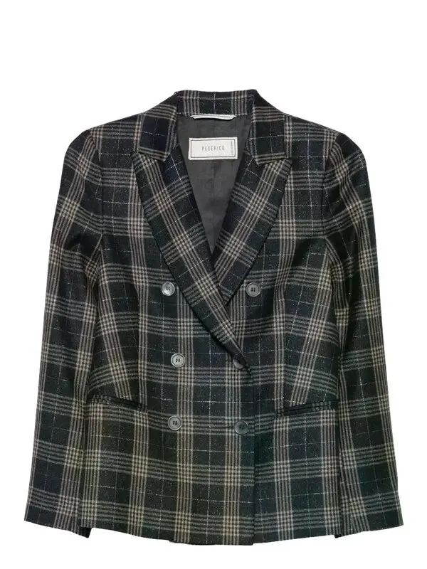 Peserico Check Pattern Double-breasted Blazer - Blue