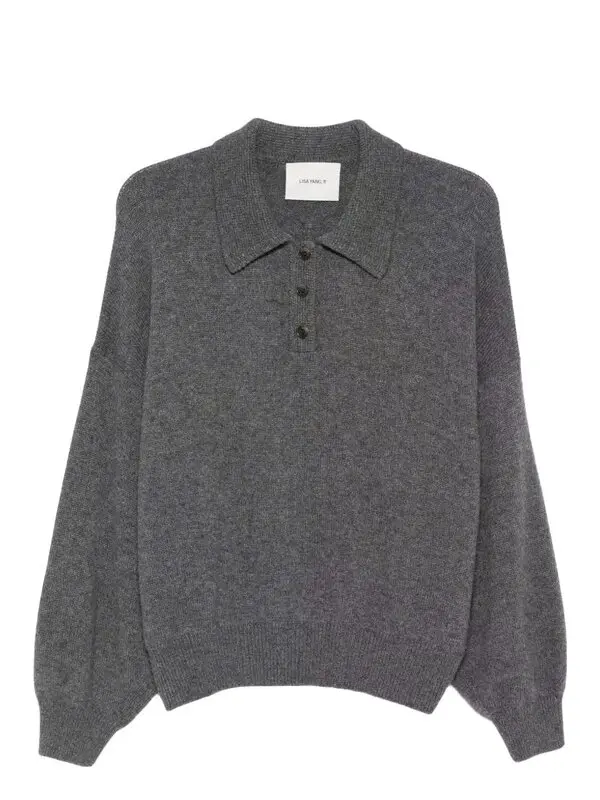LISA YANG Etta Cashmere Polo Collar Sweater - Grey
