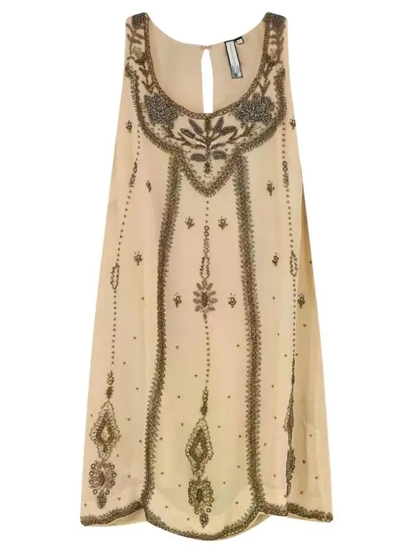 SCARLETT POPPIES Anabel Beaded Mini Dress - Neutrals