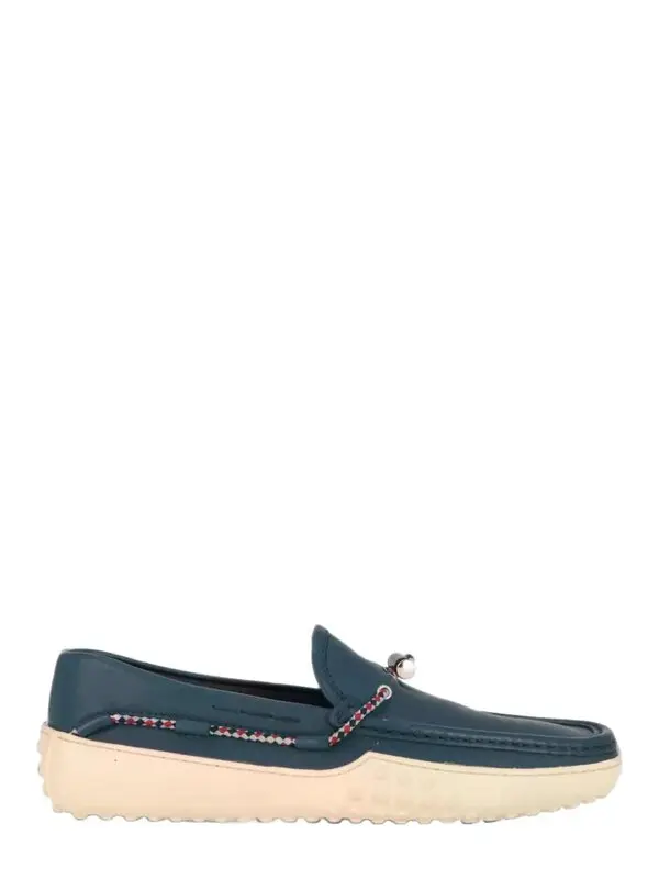 TOD'S Woven Detail Leather Loafers - Blue