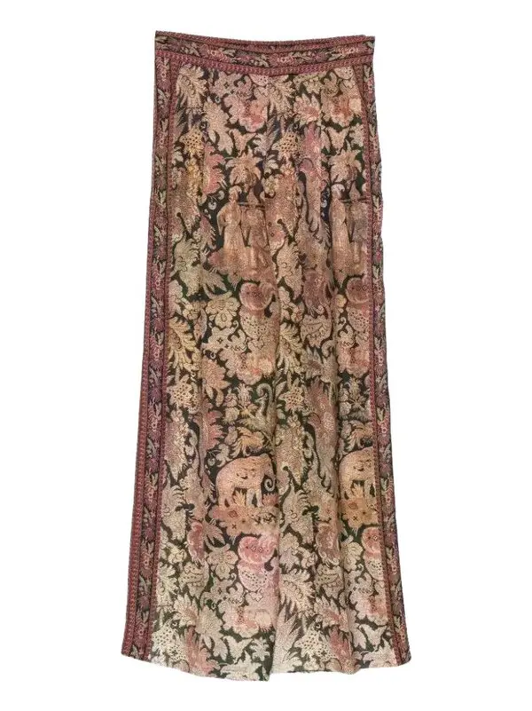 PIERRE-LOUIS MASCIA Brown Silk Floral Print Trousers - Black