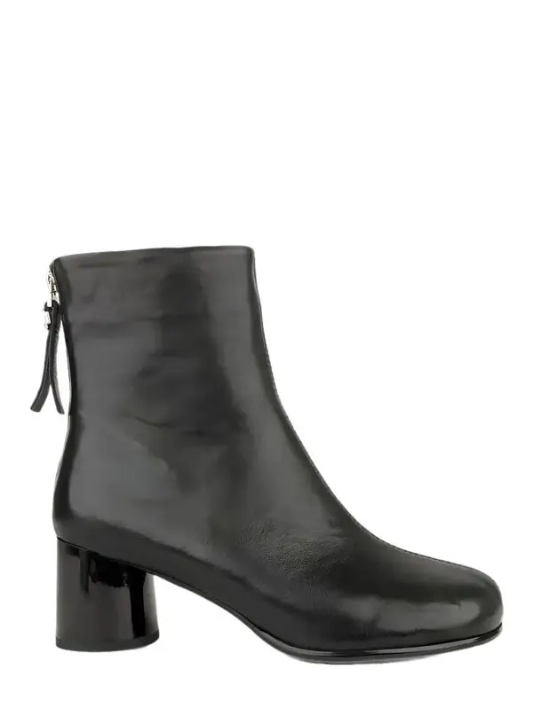 LINDA BAUMANN Leather Rear-zip Ankle Boots - Black