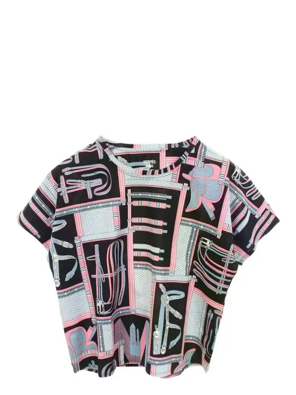 Hermès 2020s Lettres Equestres Printed Cotton T-shirt - Black