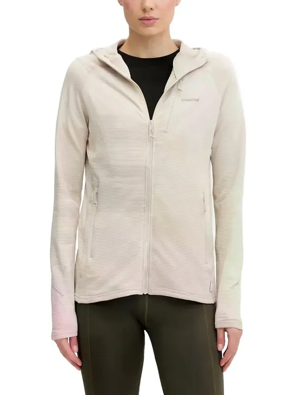 VIKING Zip-up Hooded Hoodie With Ribbed Texture - Neutrals