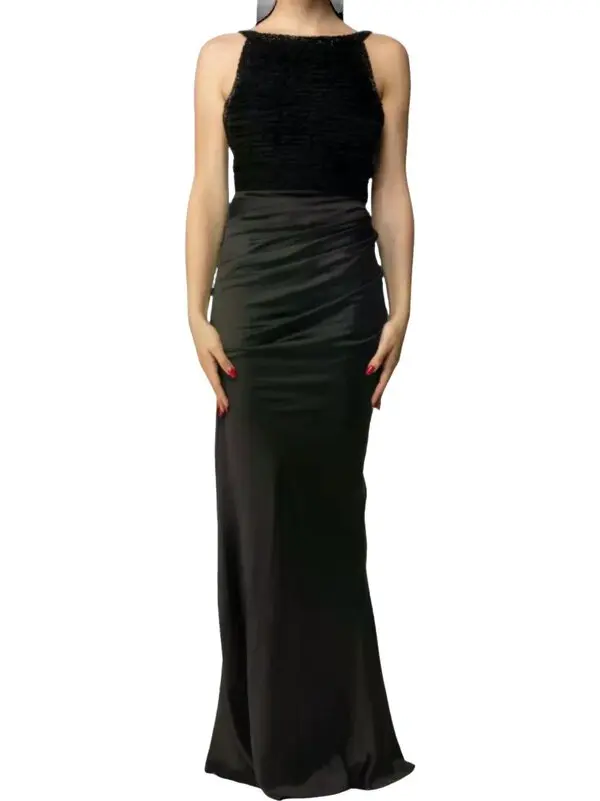 Elisabetta Franchi Red Carpet Ruffled Draped Dress - Black