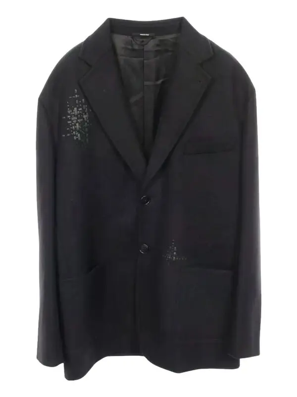 Hermès 2010s Leather-appliqué Single-breasted Blazer - Black