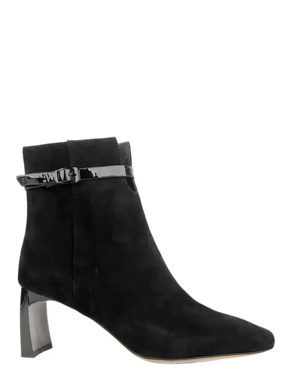 LINDA BAUMANN Buckle-strap Square-toe Ankle Boots - Black
