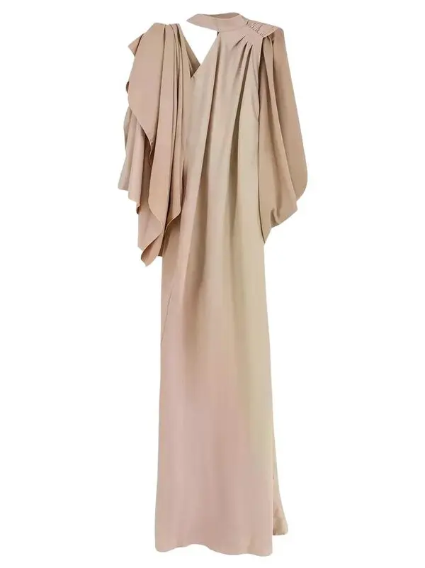 ACTUALEE Draped Satin-band Maxi Dress - Neutrals