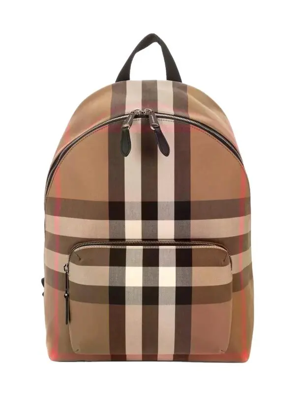Burberry Check-print Leather-trimmed Backpack - Brown