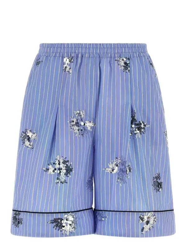 LE TWINS Midday Sequin-embellished Striped Shorts - Blue