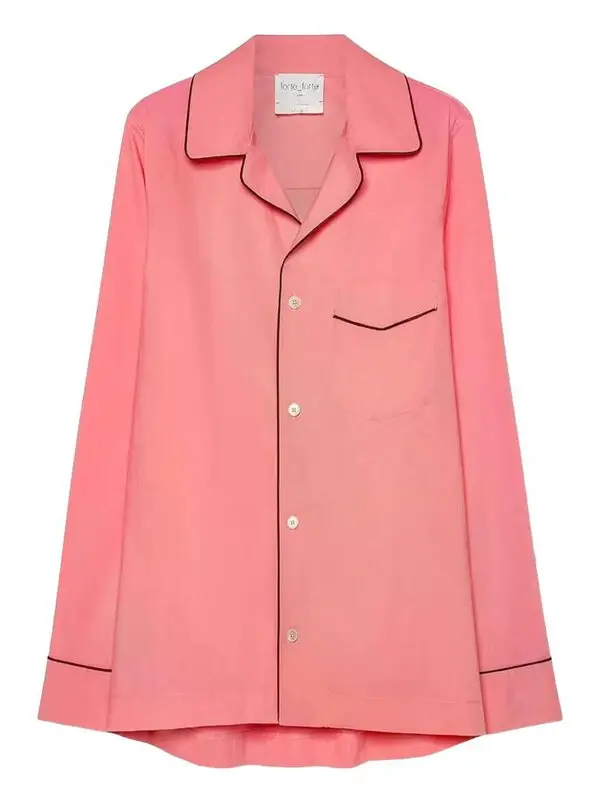 FORTE_FORTE Piping-detail Long-sleeve Shirt - Pink