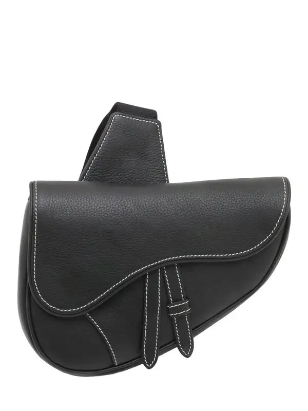 Dior 2019-2026 Grained Calfskin Saddle Crossbody Bag - Black