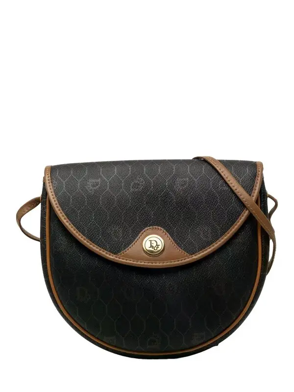 Dior 20th Century Honeycomb Coated Canvas Crossbody Bag - Black