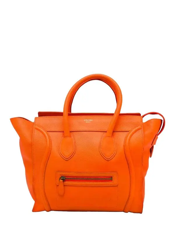Celine 2011 Mini Leather Luggage Tote Bag - Orange