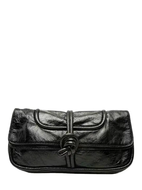 Loewe 2008 Crinkled Calfskin Folded Clutch Bag - Black