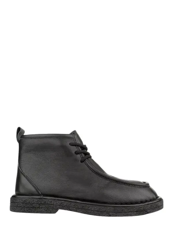 LINDA BAUMANN Leather Lace-up Ankle Boots - Black