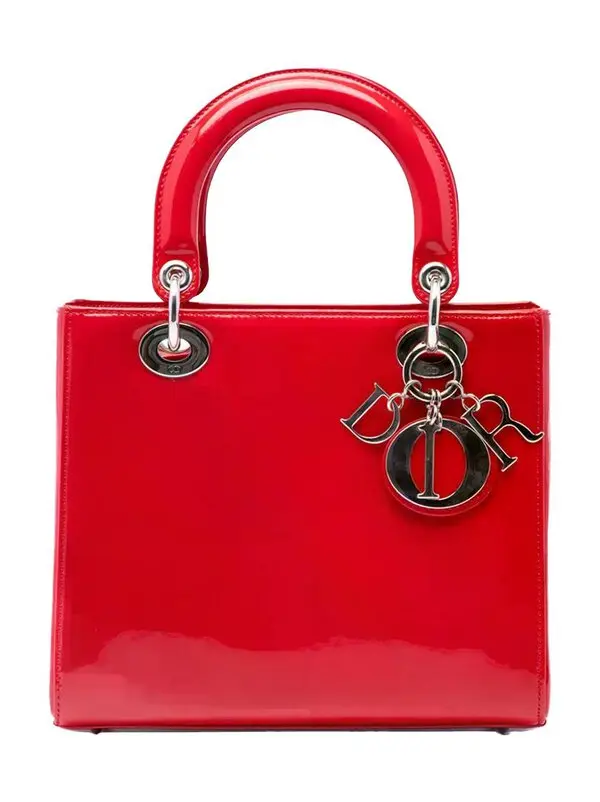 Dior 2015 Medium Patent Lady Satchel - Red