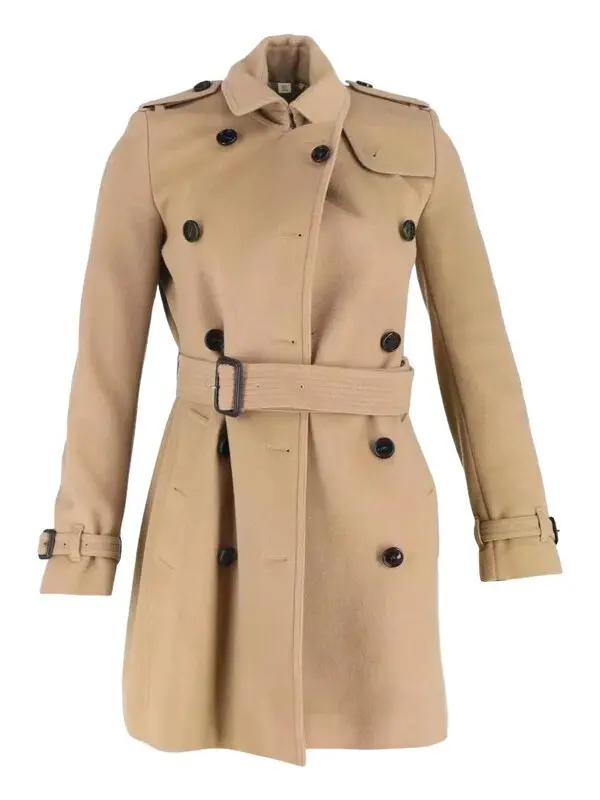 Burberry Double-breasted Belted Wool Peacoat - Brown