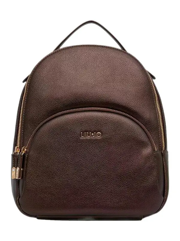 Liu Jo Grained-texture Logo-plaque Backpack - Brown