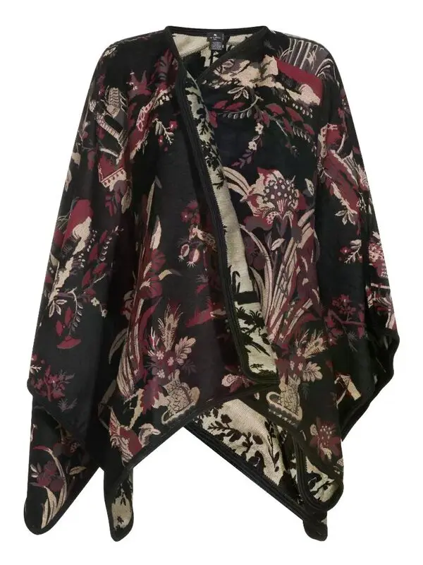 Etro Jacquard-woven Floral-print Cape - Black