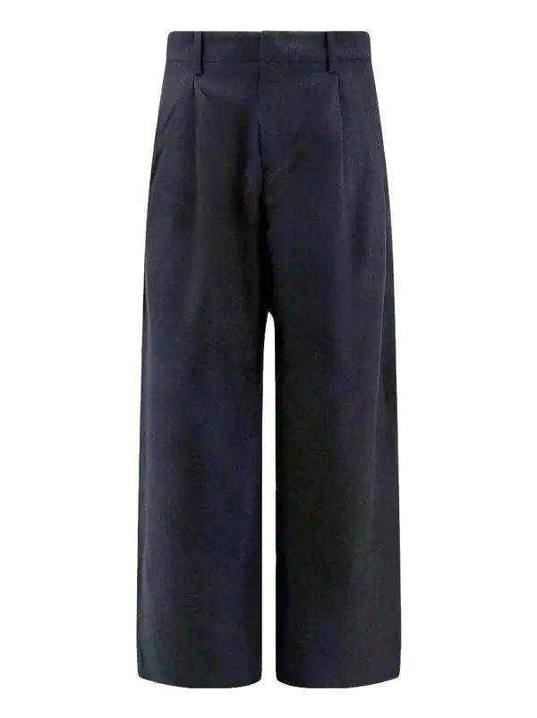 TONYWACK Wide-leg Pleated Cotton Trousers - Blue