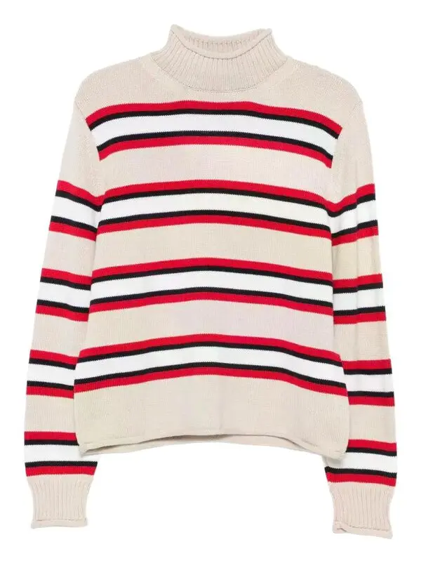 SEMICOUTURE Striped High Neck Sweater - Neutrals