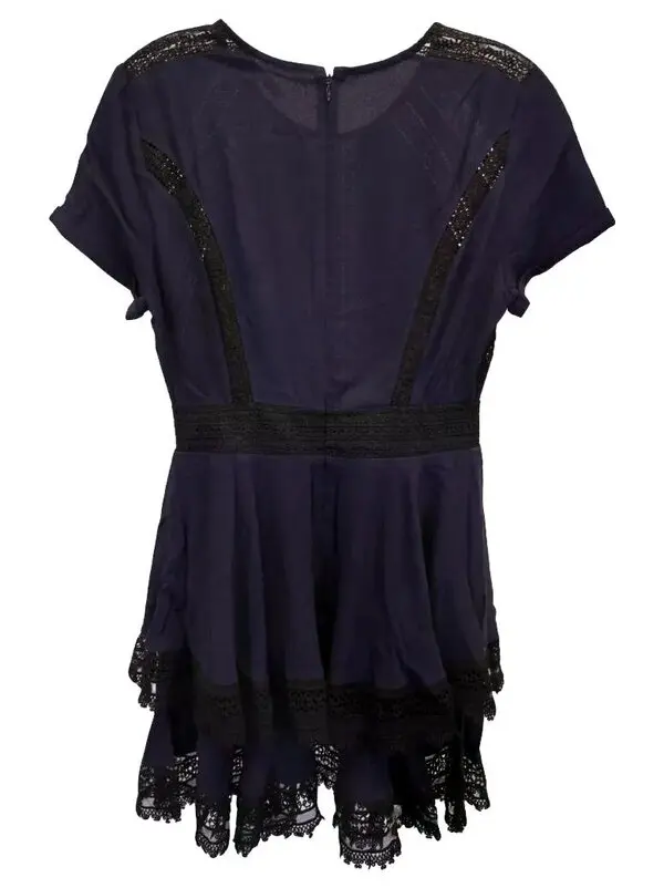 Maje Raglia Tiered Lace-inset Dress - Blue
