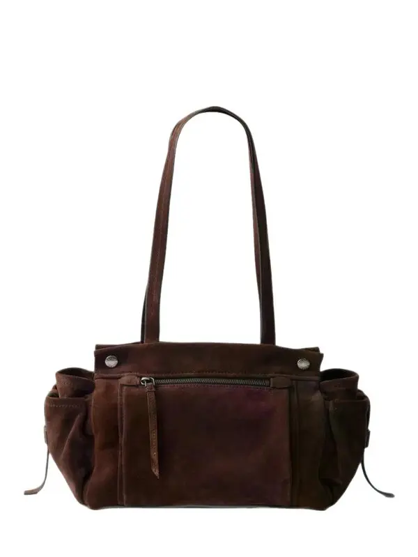 Prada Medium Suede Tote Bag - Brown