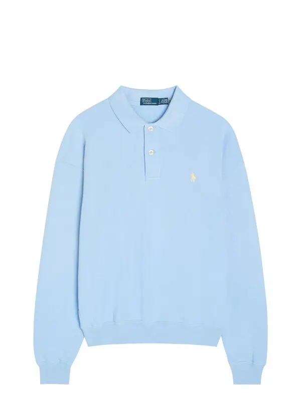 Polo Ralph Lauren Logo Embroidered Cotton-blend Polo Sweatshirt - Light Blue