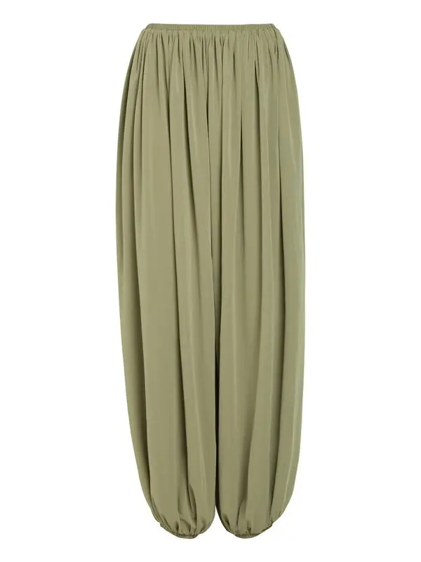 Ronny Kobo Renier Gathered Tissue Jersey Balloon Trousers - Light Green