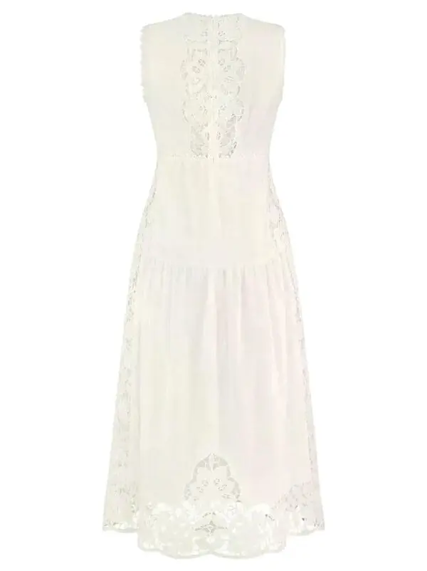 Farm Rio Richelieu Sleeveless Midi Dress - White