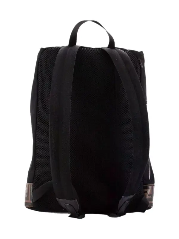 Fendi Santander Nylon With Zucca Embossed Leather Backpack - Black