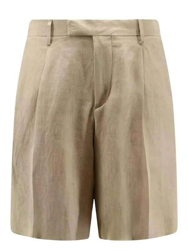LARDINI Pleated Linen Shorts - Neutrals
