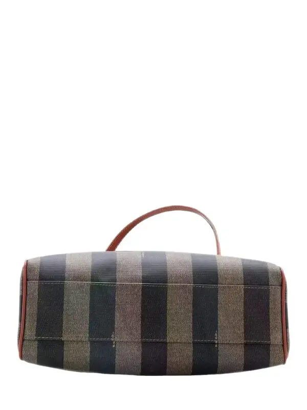 Fendi Convertible Pequin Top Handle Coated Canvas With Leather Medium Tote Bag - Brown