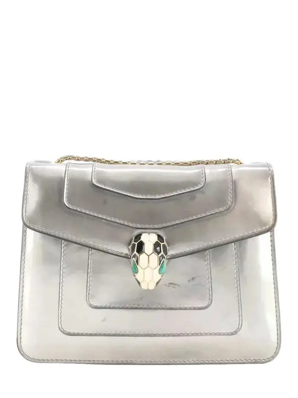 BVLGARI Serpenti Forever Square Leather Small Shoulder Bag - Metallic