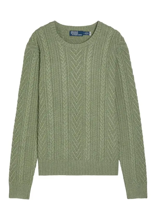 Polo Ralph Lauren Cable-knit Cotton And Linen-blend Jumper - Green