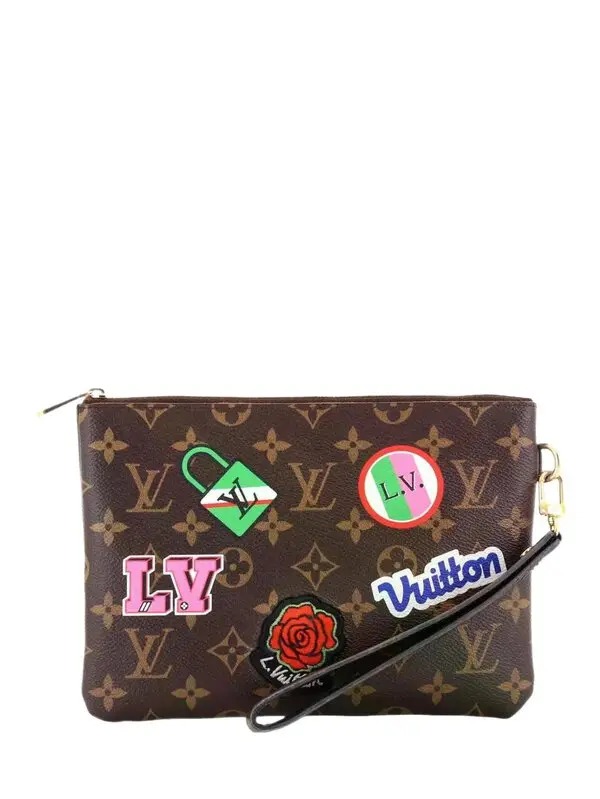 LOUIS VUITTON City Pouch Limited Edition Patches Monogram Canvas Clutch Bag - Brown