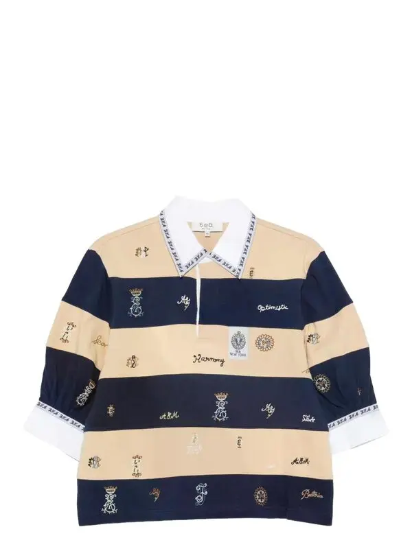 Sea Juliet Embroidered Striped Polo Shirt - Neutrals